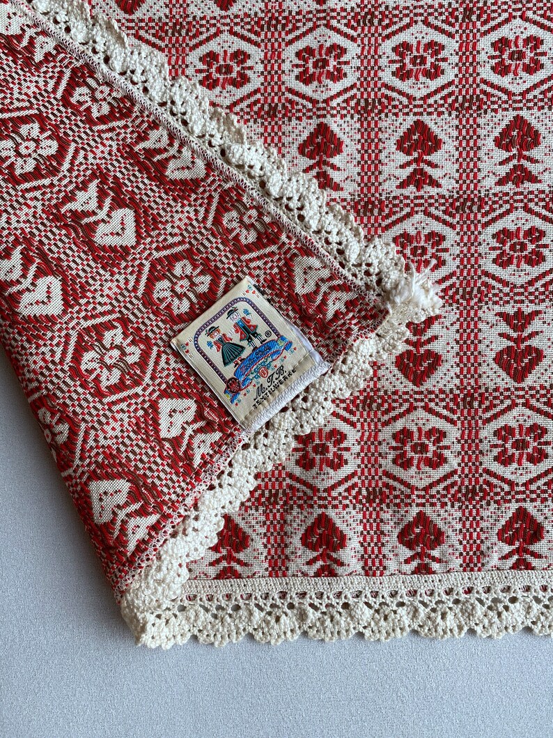 Vintage Italian Table Runner in Red and White Patterns With - Etsy