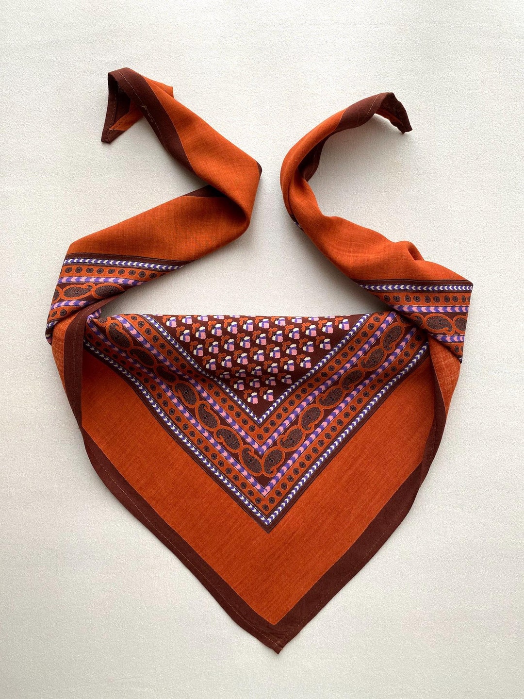 Vintage Floral Cotton Bandana | Triangular Scarf, Retro Print - Etsy