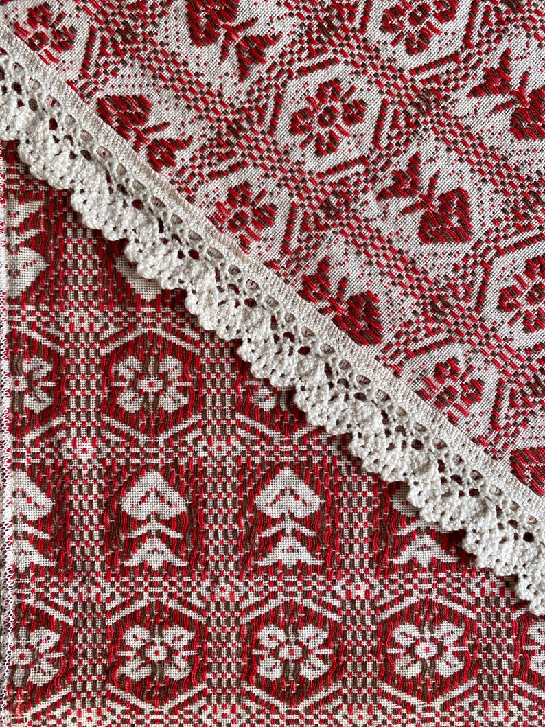 Vintage Italian Table Runner in Red and White Patterns With - Etsy