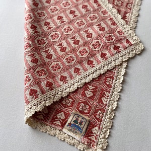 Vintage Italian Table Runner in Red and White Patterns With Crocheted ...