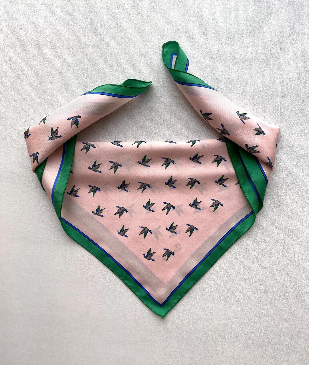 Vintage Silk Bandana With Bird Patterns Semi Sheer Clothing and ...