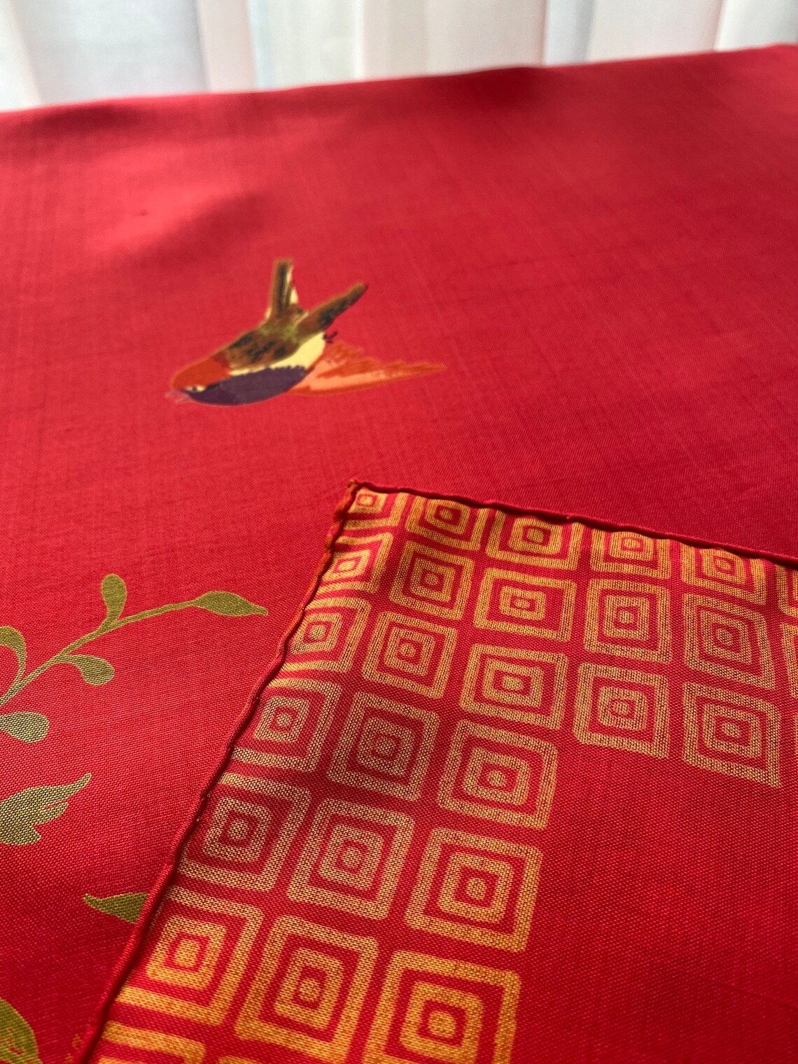 Vintage Thai Silk Scarf Flora and Fauna Fabric Fabric Wall - Etsy