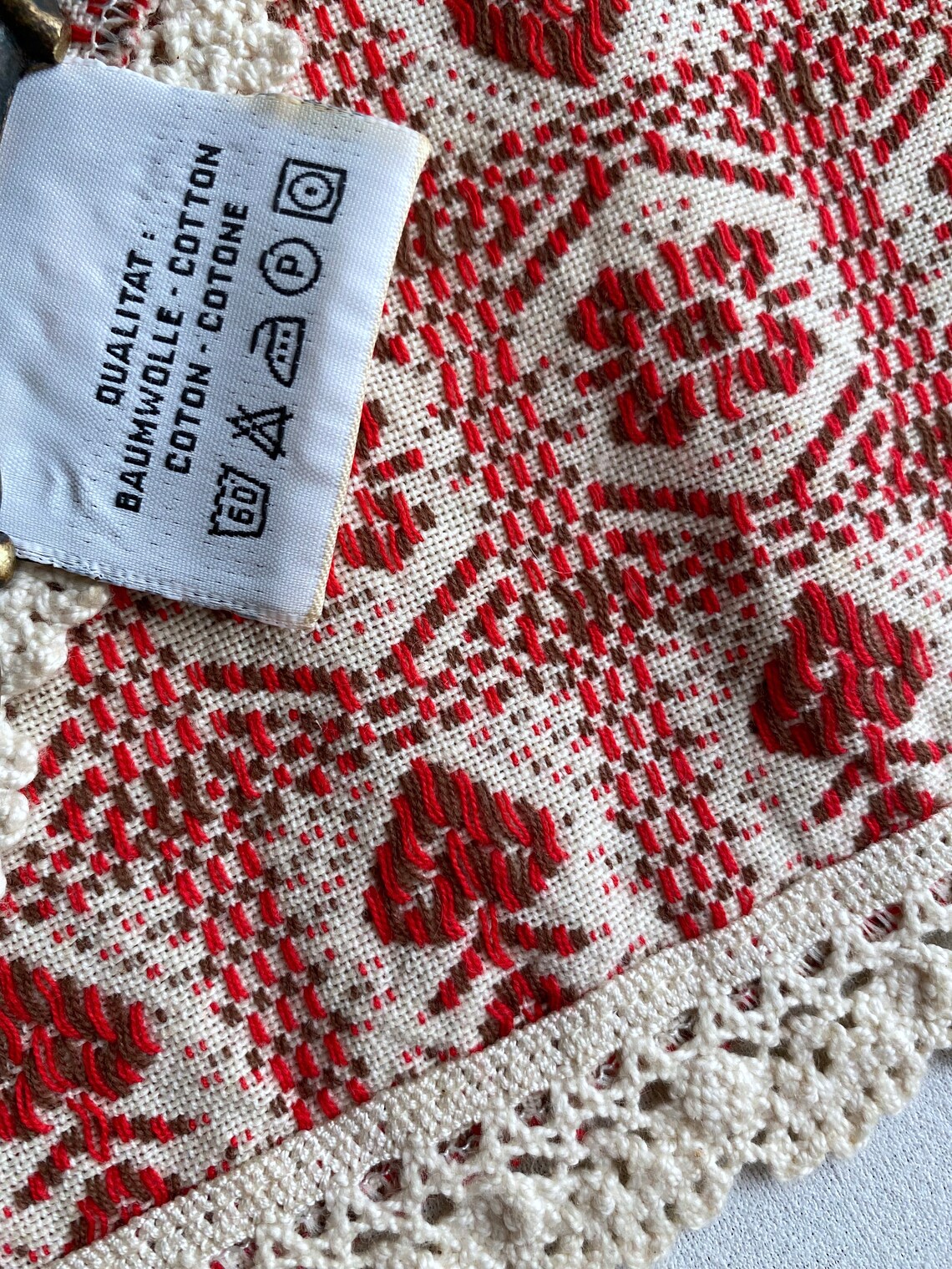 Vintage Italian Table Runner in Red and White Patterns With - Etsy