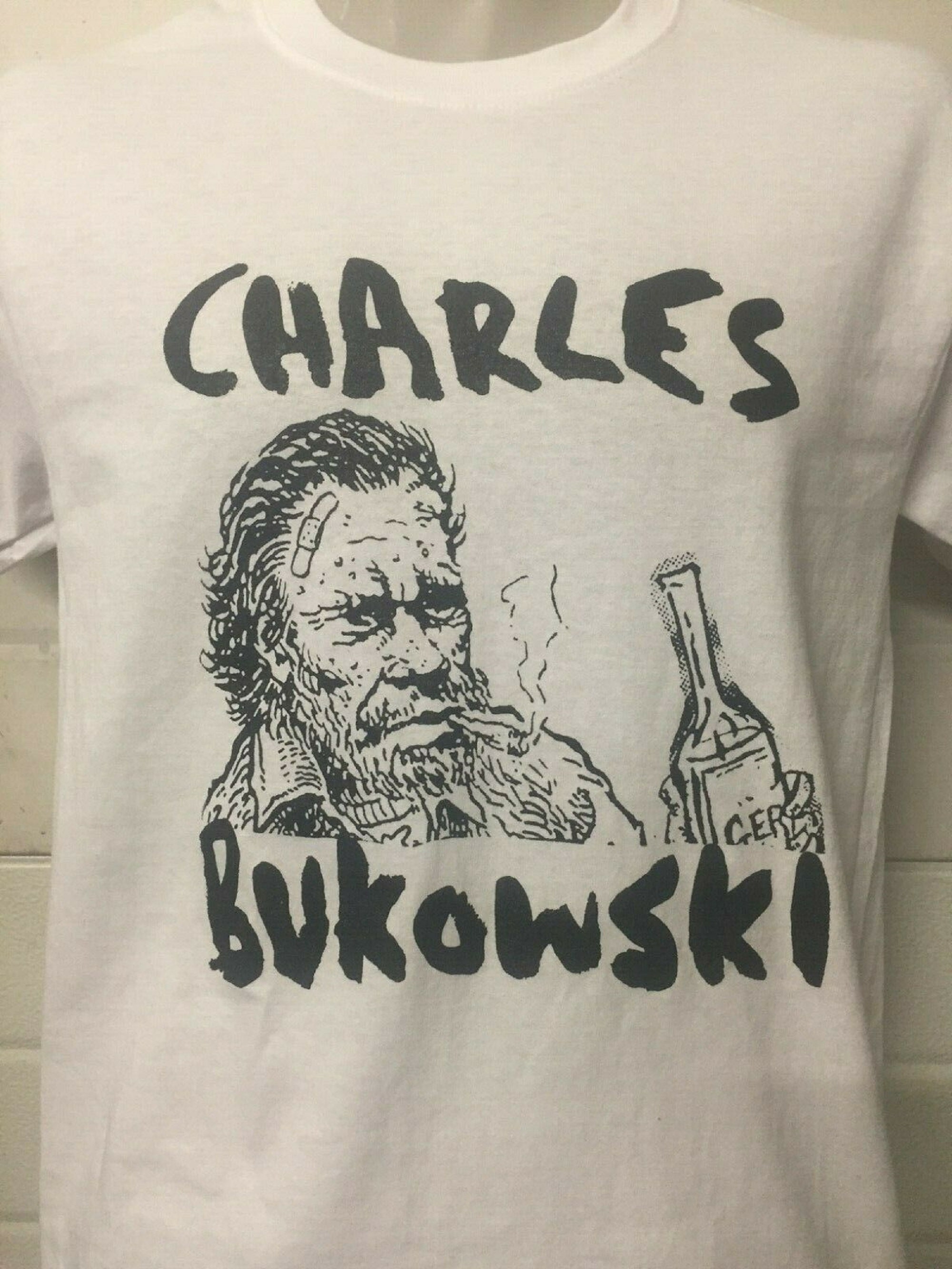 Charles Bukowski Cartoon White T Shirt - Etsy