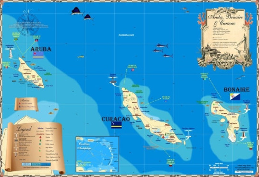 ABC Islands Laminated Placemat Map 12 X 18 - Etsy