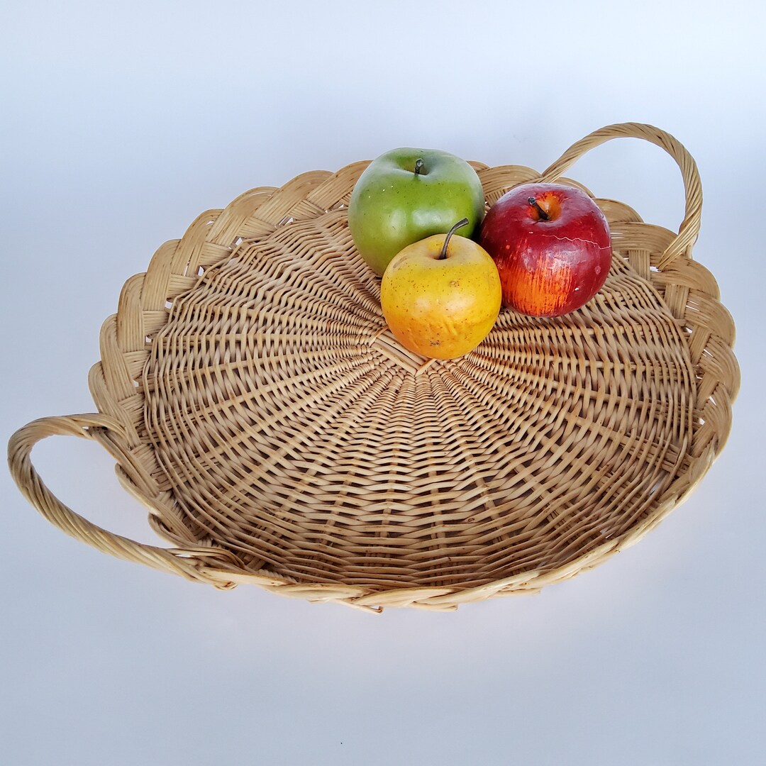 Round Basket Tray, 38 Cm, Vintage, 70s, Boho Chic, Grand Millennial ...
