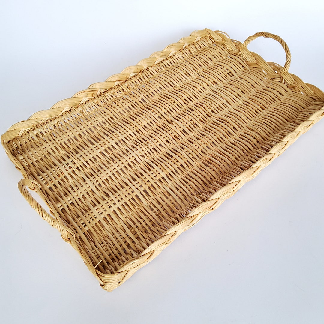 Wicker Tray 36 X 23 Cm, Rectangular Rattan Tray, Vintage, 70s, Boho ...