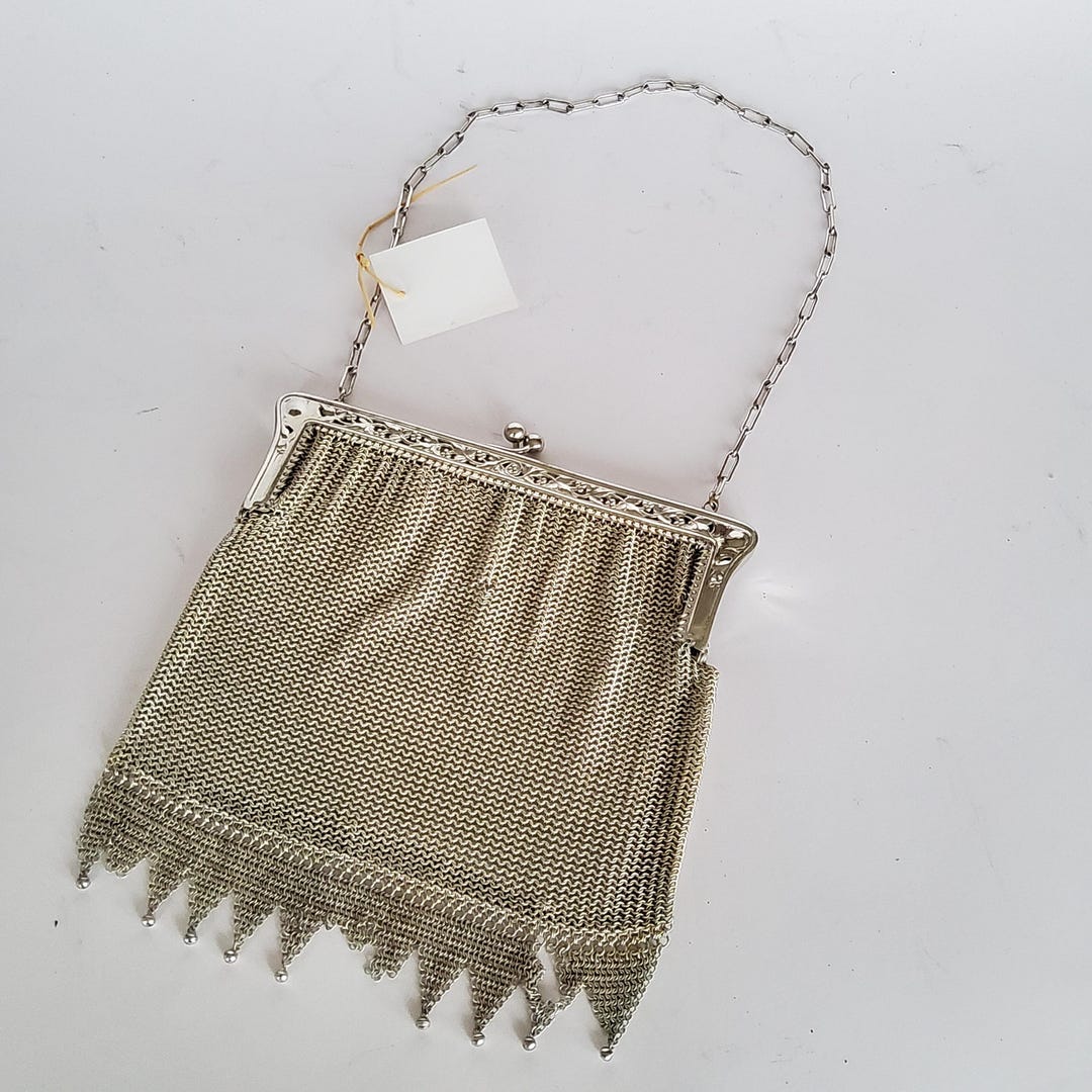 Buy Evening Bag Made of Silver Mesh, Newly Silver-plated, Vintage Bag ...