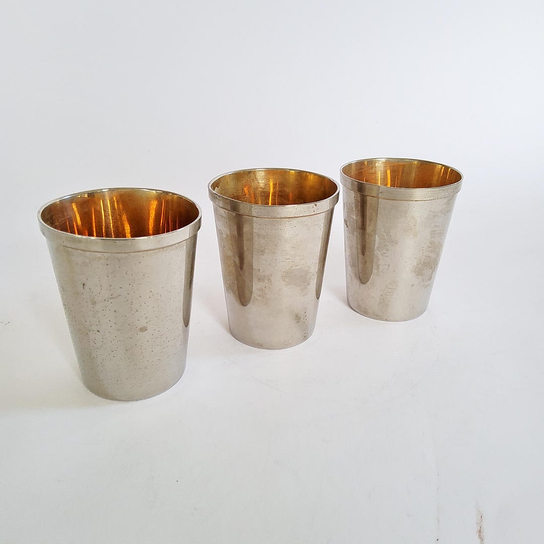 3 Small Cups, 6.5 Cm, Silver-plated, Drinking Cups, Vintage, Decorative ...
