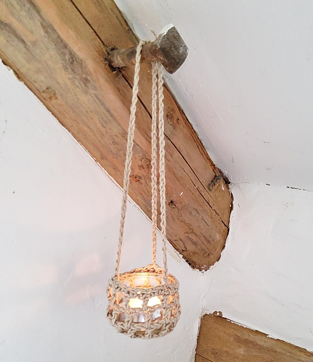 Hanging Tea Light Autumn Decoration Lantern Crocheted Tea - Etsy