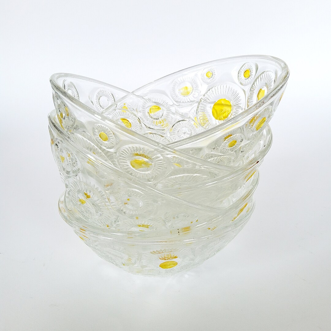 6 Vintage Compote Bowls, 11 Cm, Glass With Dots, 60s, Dessert Bowls ...