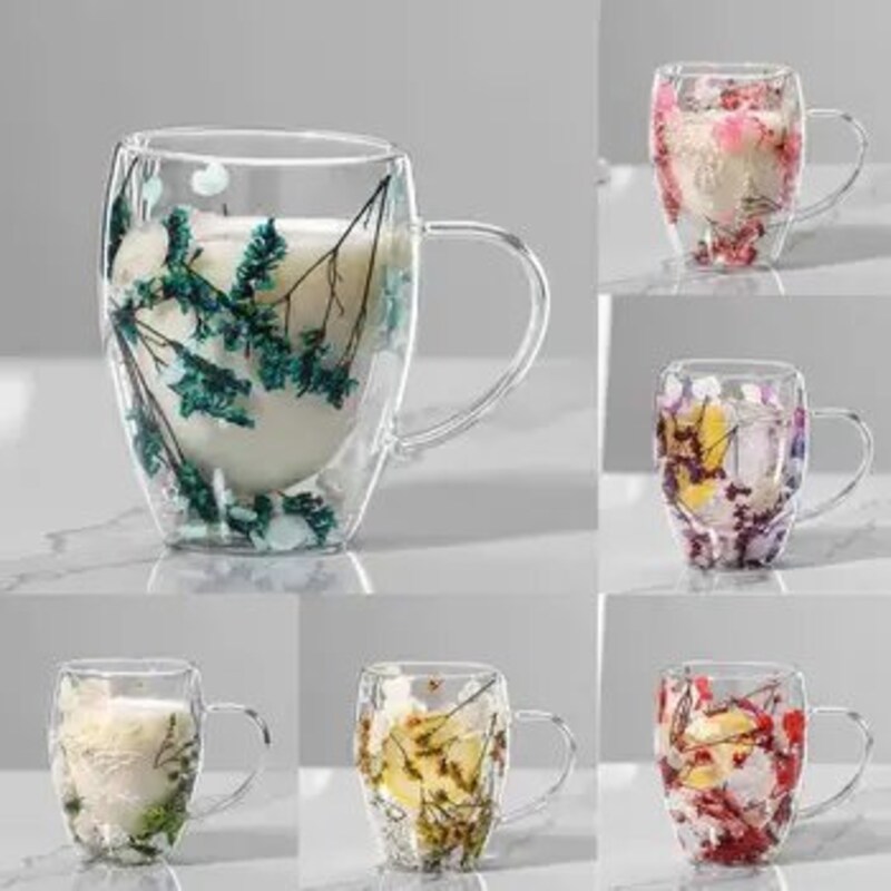 Dried Flower Glass Mugs - Etsy
