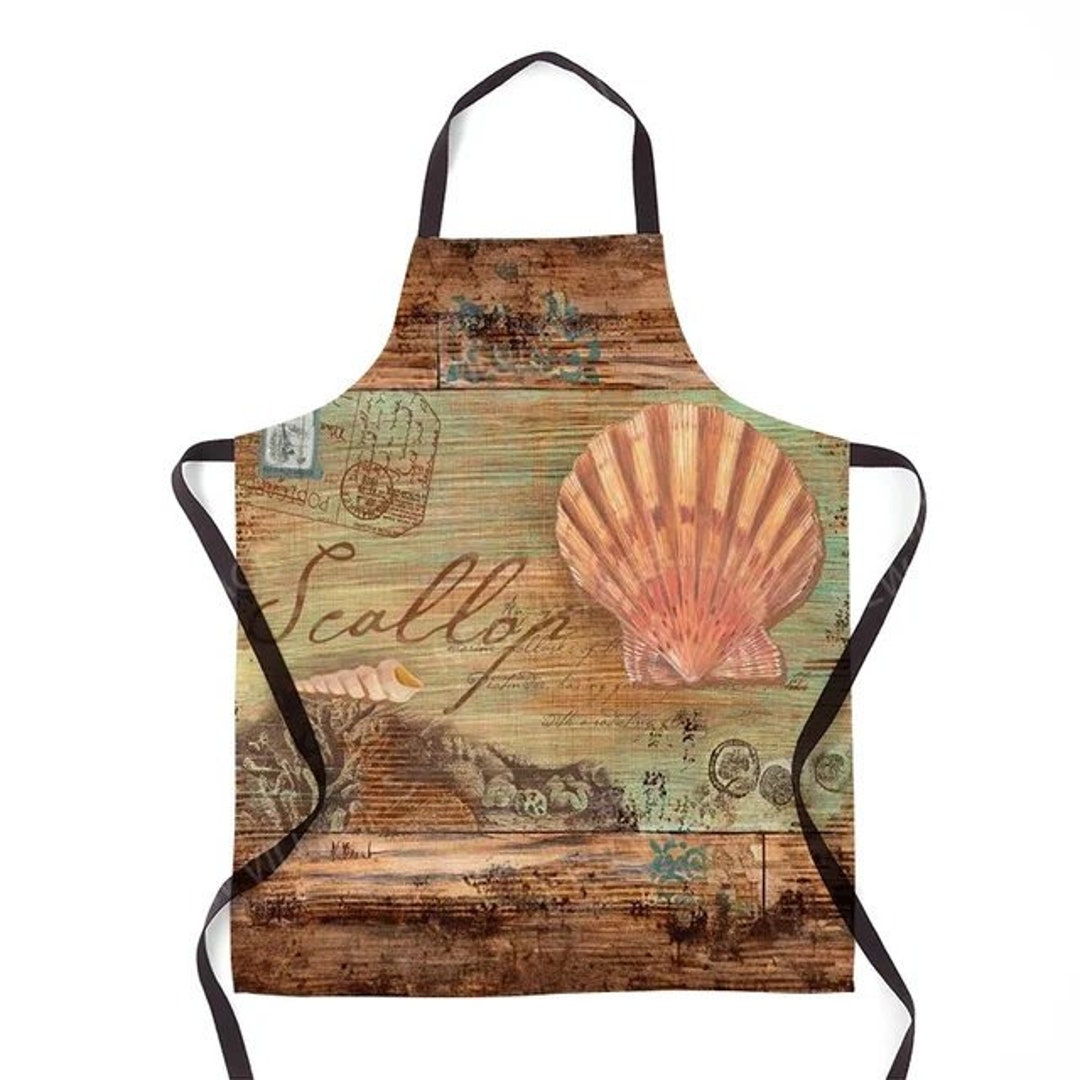 Vintage Sea Scallop Kitchen Apron Distressed Weathered Finish and ...