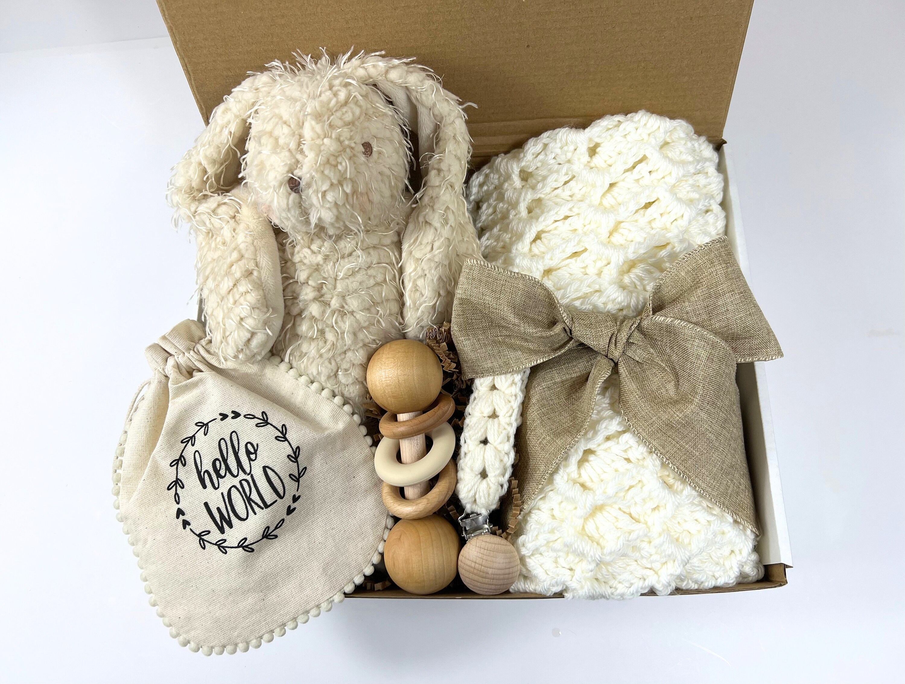Baby Gift Box Neutral Baby Gift Handmade Knit Baby Blanket - Etsy