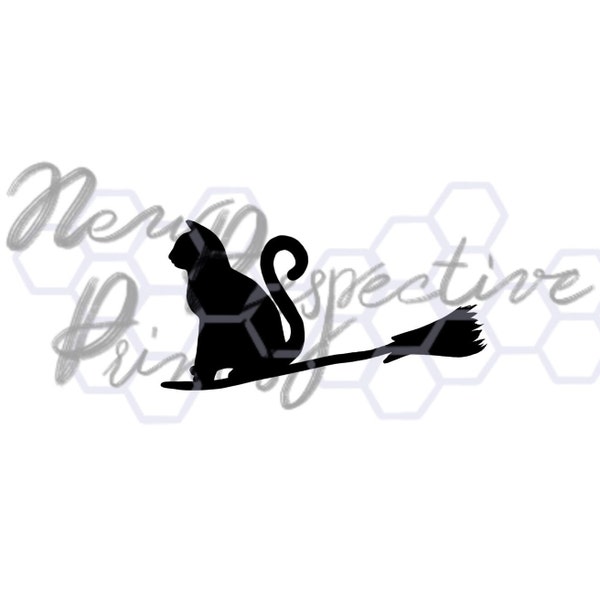 Black Cat on Broom Svg - Etsy