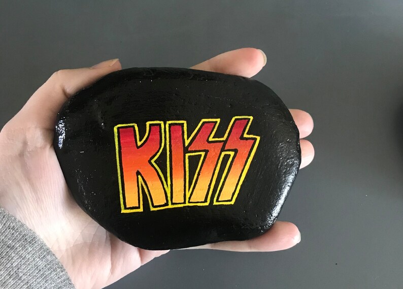 Kiss Rock Band Painted Rock - Etsy