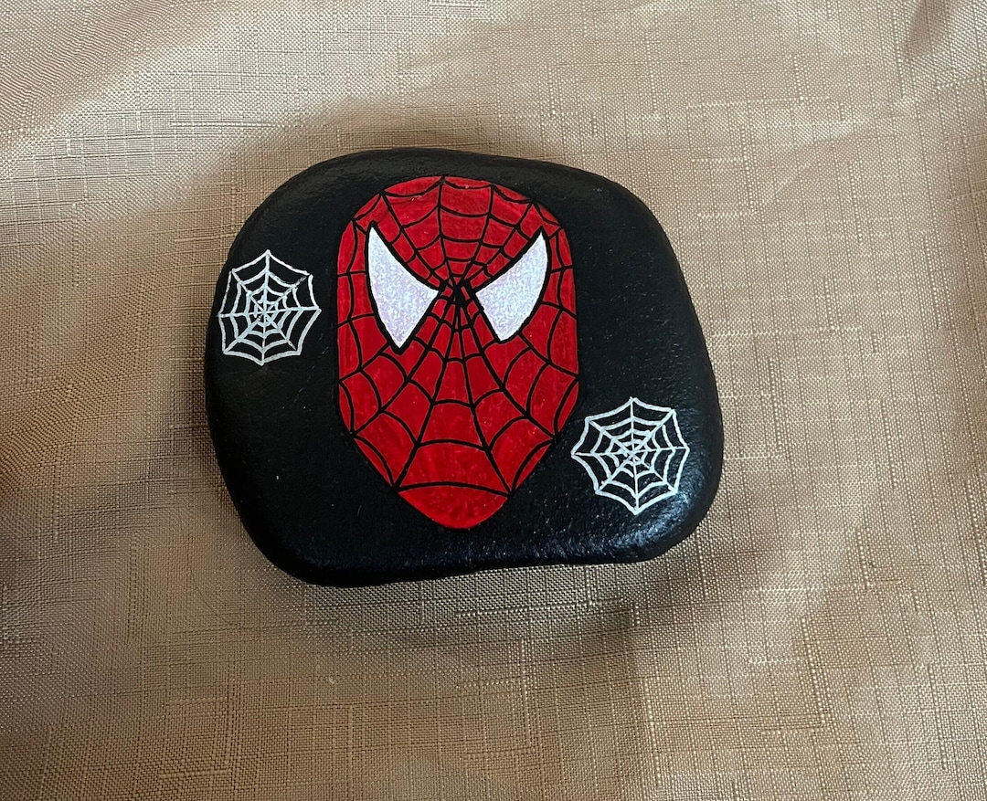 Spiderman Painted Rock - Etsy