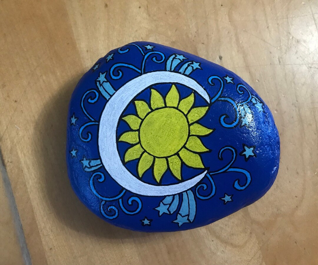 Sun and Moon Painted Rock - Etsy