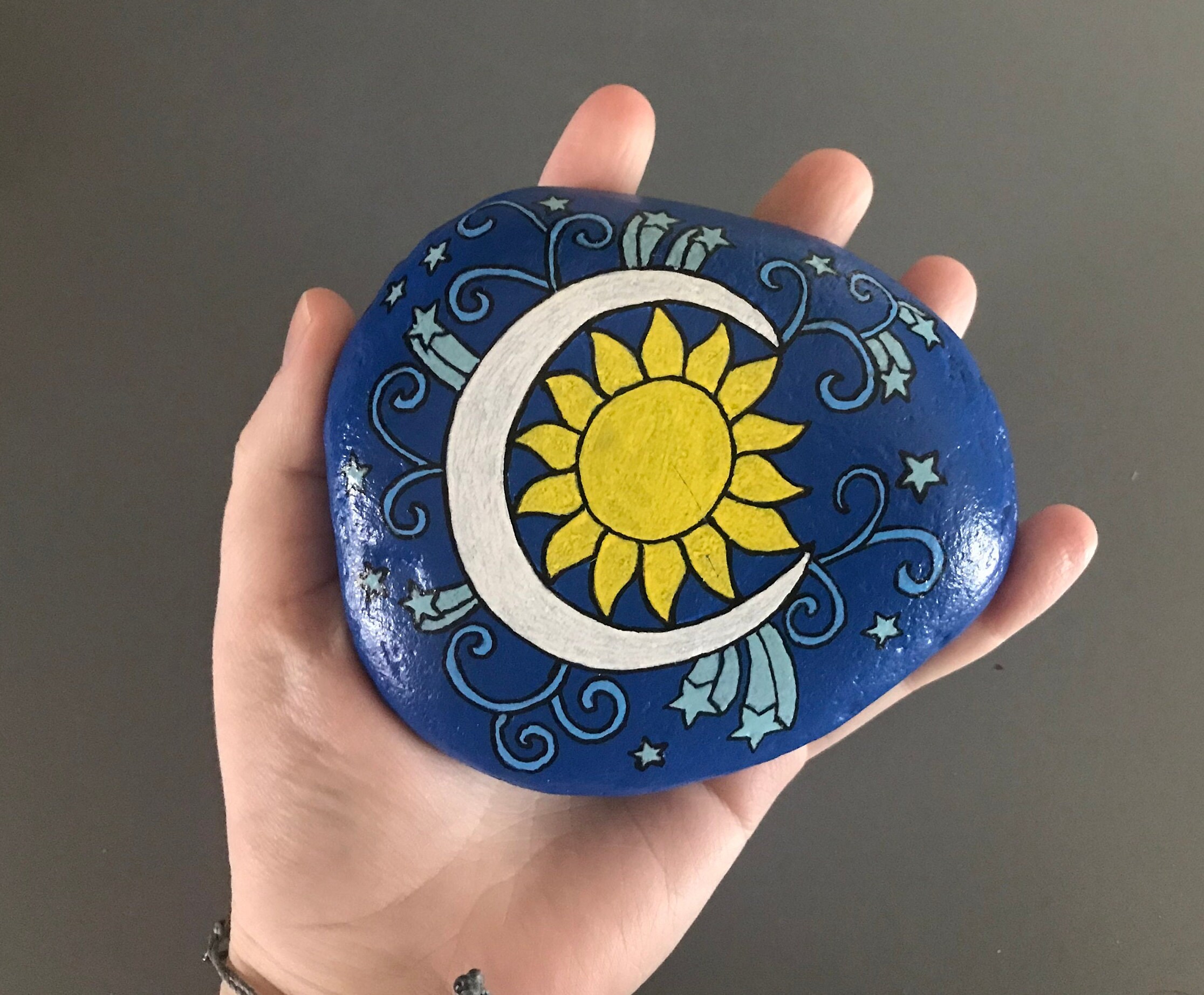 Sun and Moon Painted Rock - Etsy