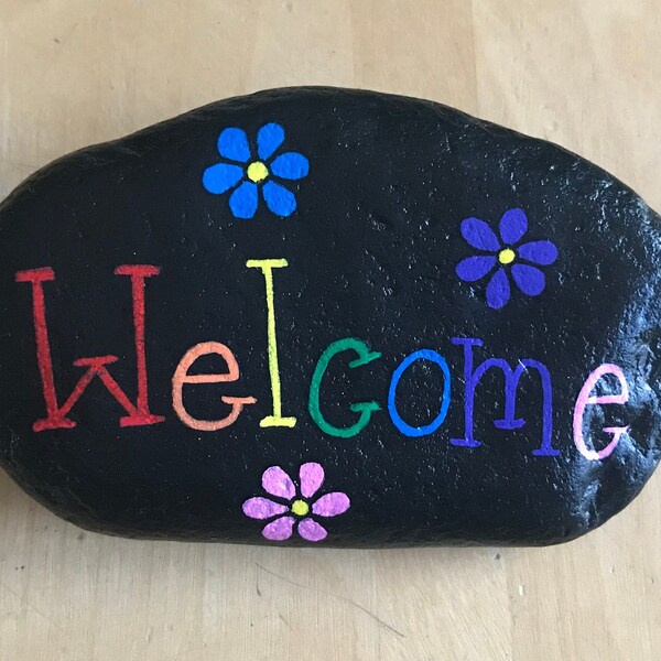 Rainbow Rock Painting - Etsy