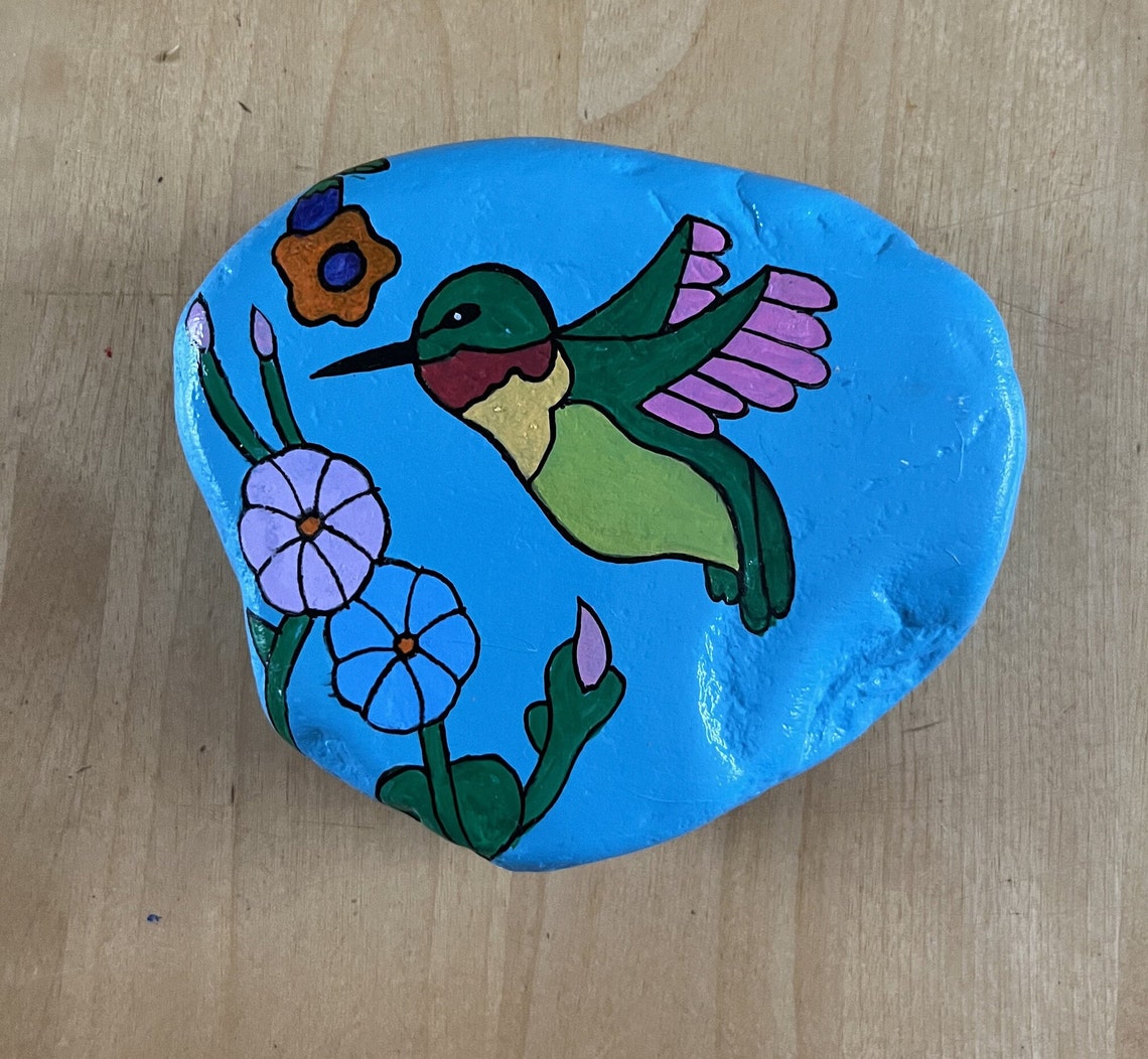 Hummingbird Painted Rock - Etsy