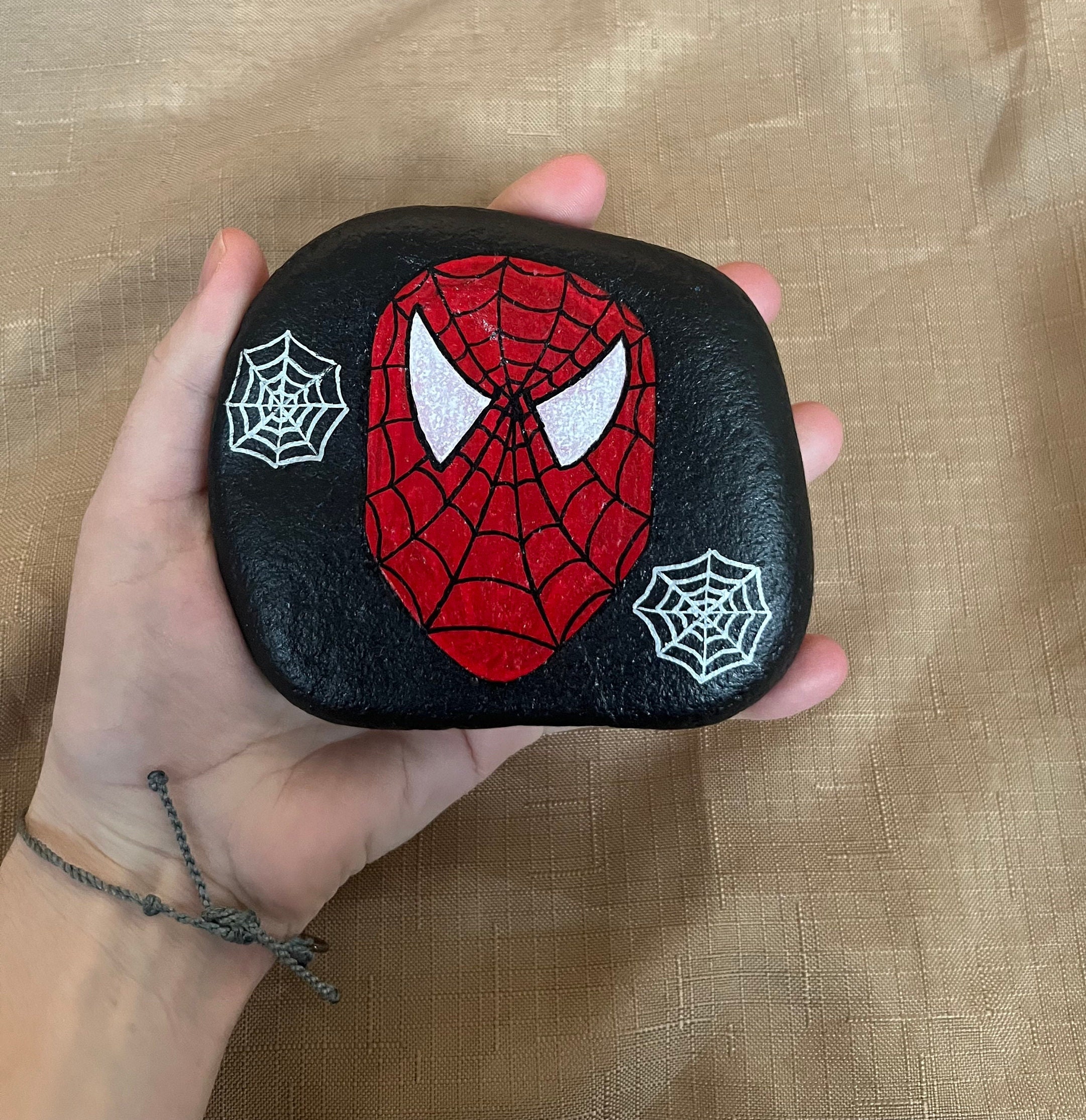 Spiderman Painted Rock - Etsy