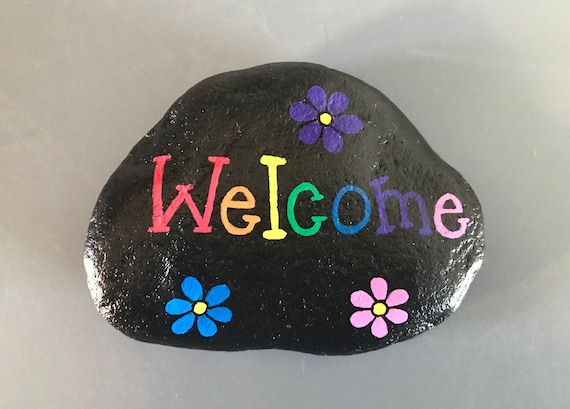 Welcome Rock Painting | Etsy