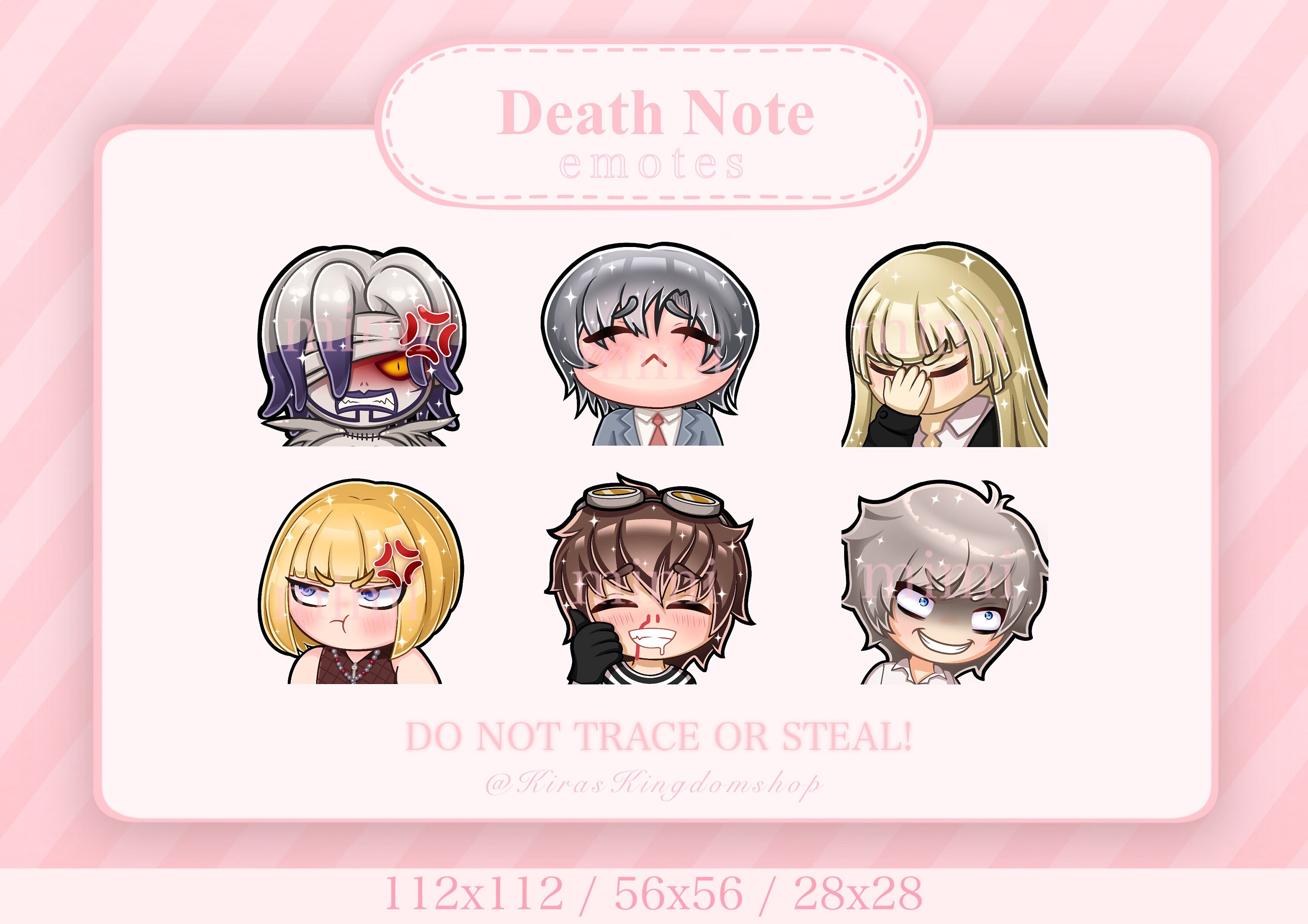 Twitch and Discord Cute Emotes Pack Death Note Characters | Etsy