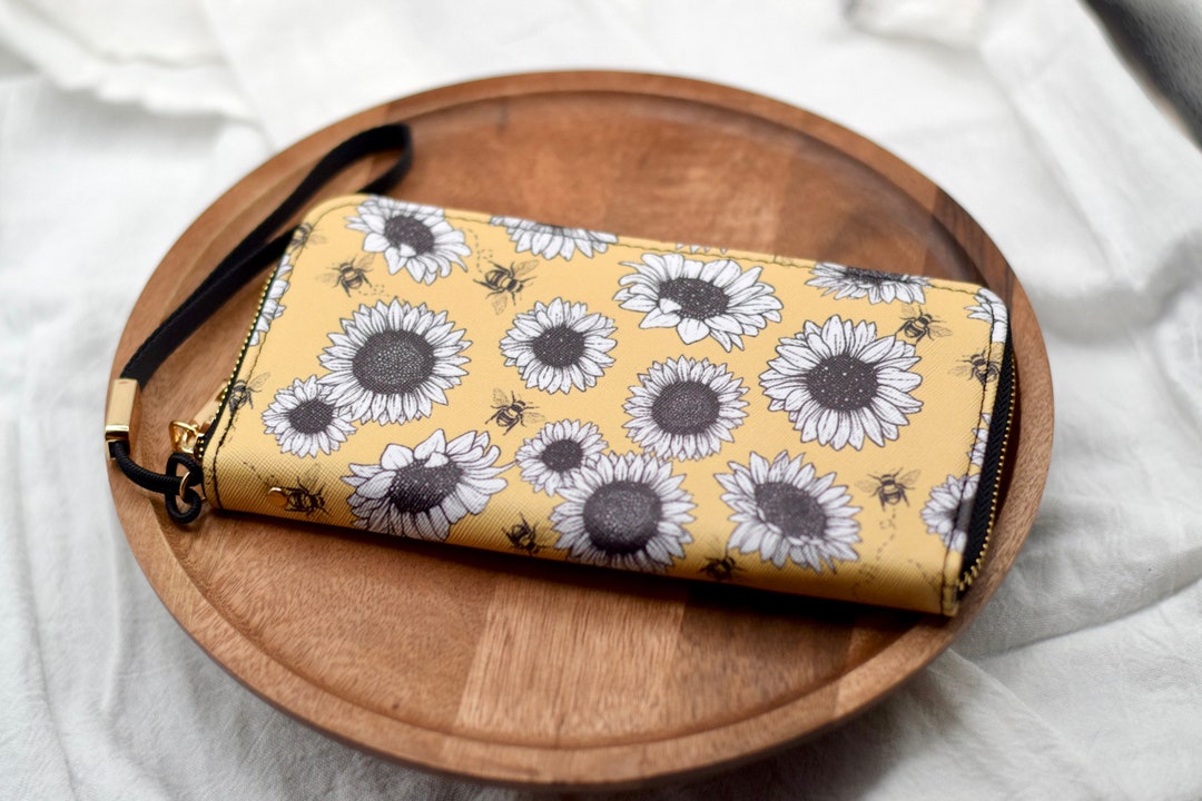 Sunflower Casual Clutch Wallet, Zippered Wallet Women, Flower Clutch ...