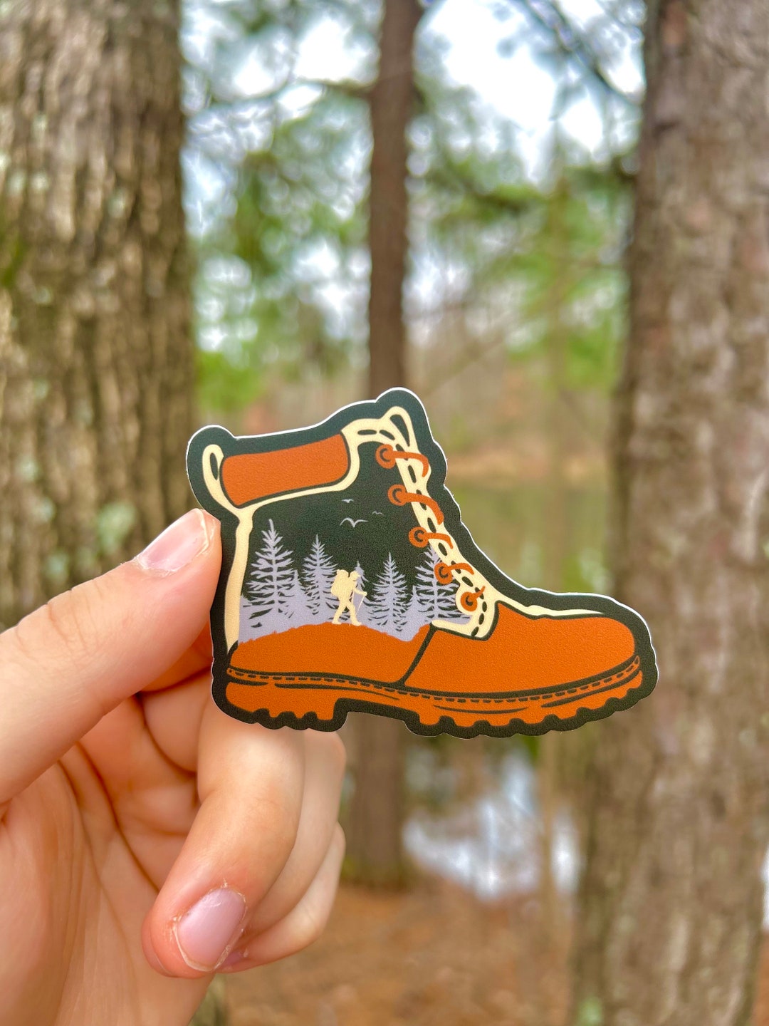 Hiking Boot Sticker, Hiking Sticker, Nature Decal, Gift for Outdoor ...