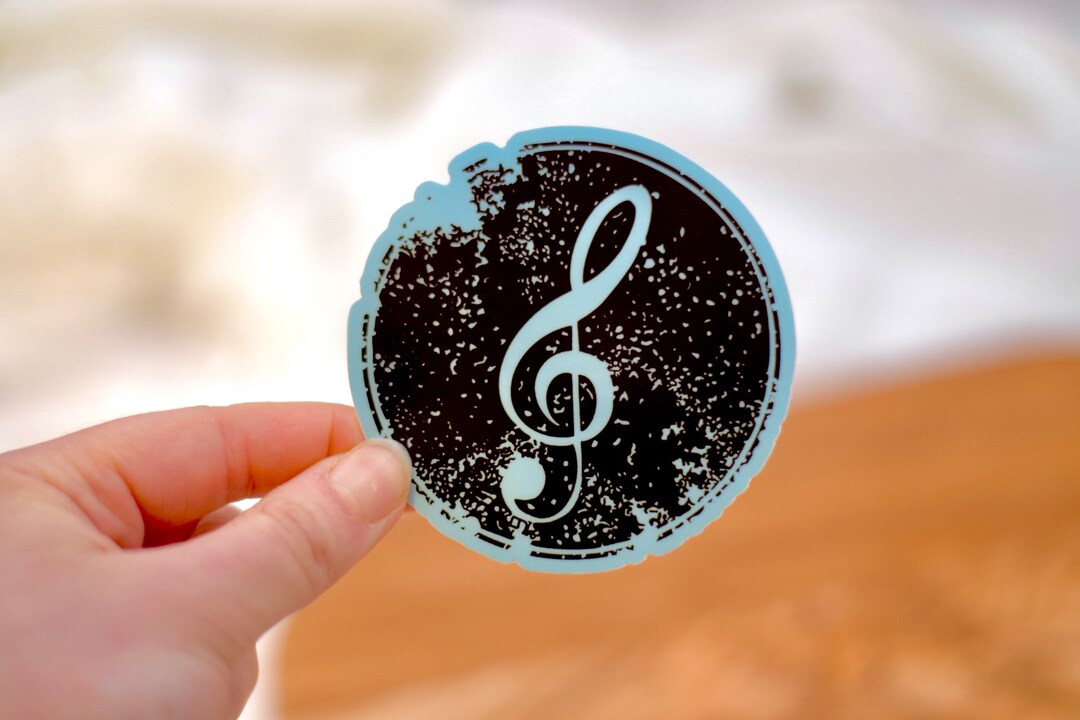 Distressed Treble Clef Music Stickers, Waterproof Die-cut Vinyl Decal ...