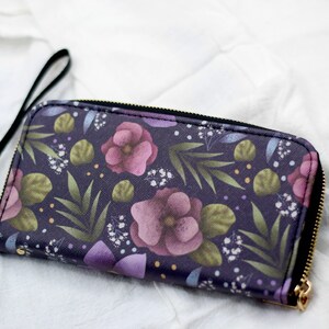 Blue Hydrangea Flower Clutch Wallet, Zipper Wallet Women, Blue Floral ...