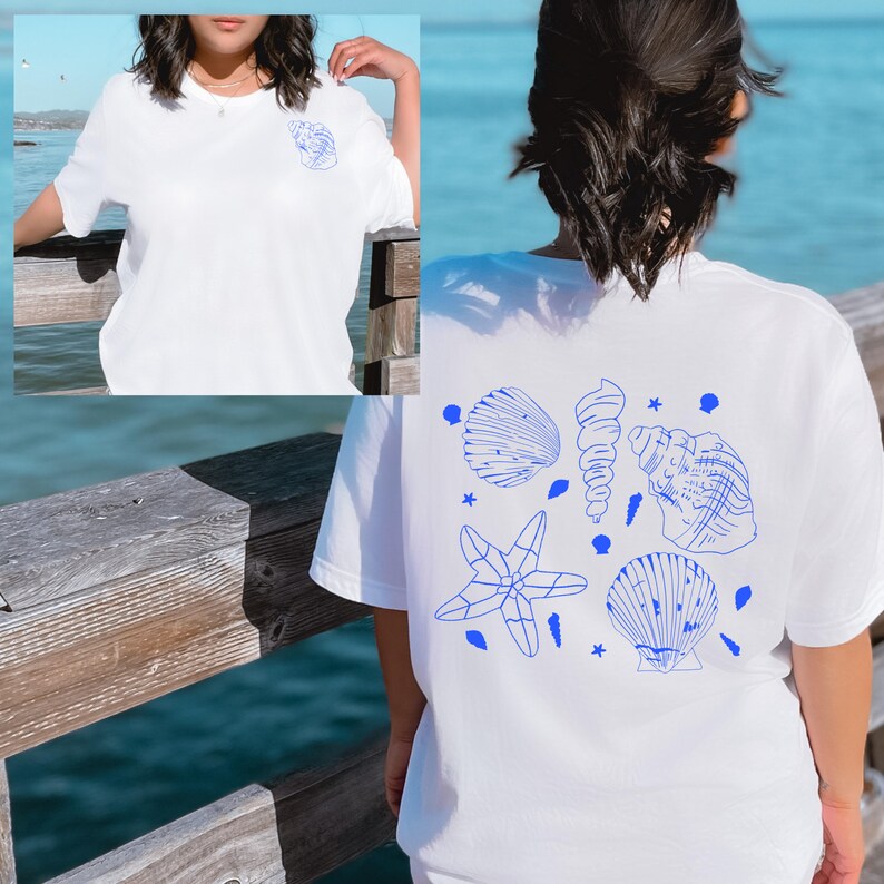 Seashell T-shirt Nautical Beachwear for Seaside Vibes and - Etsy