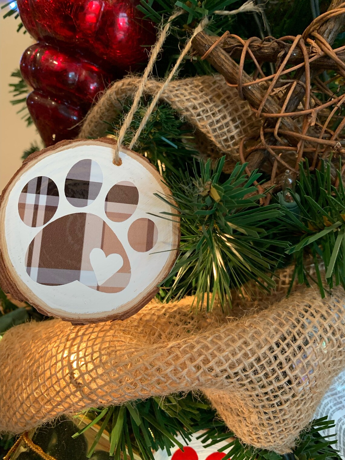 Paw Print Christmas Tree Ornament, Christmas Decor, Home Decor, Hand ...