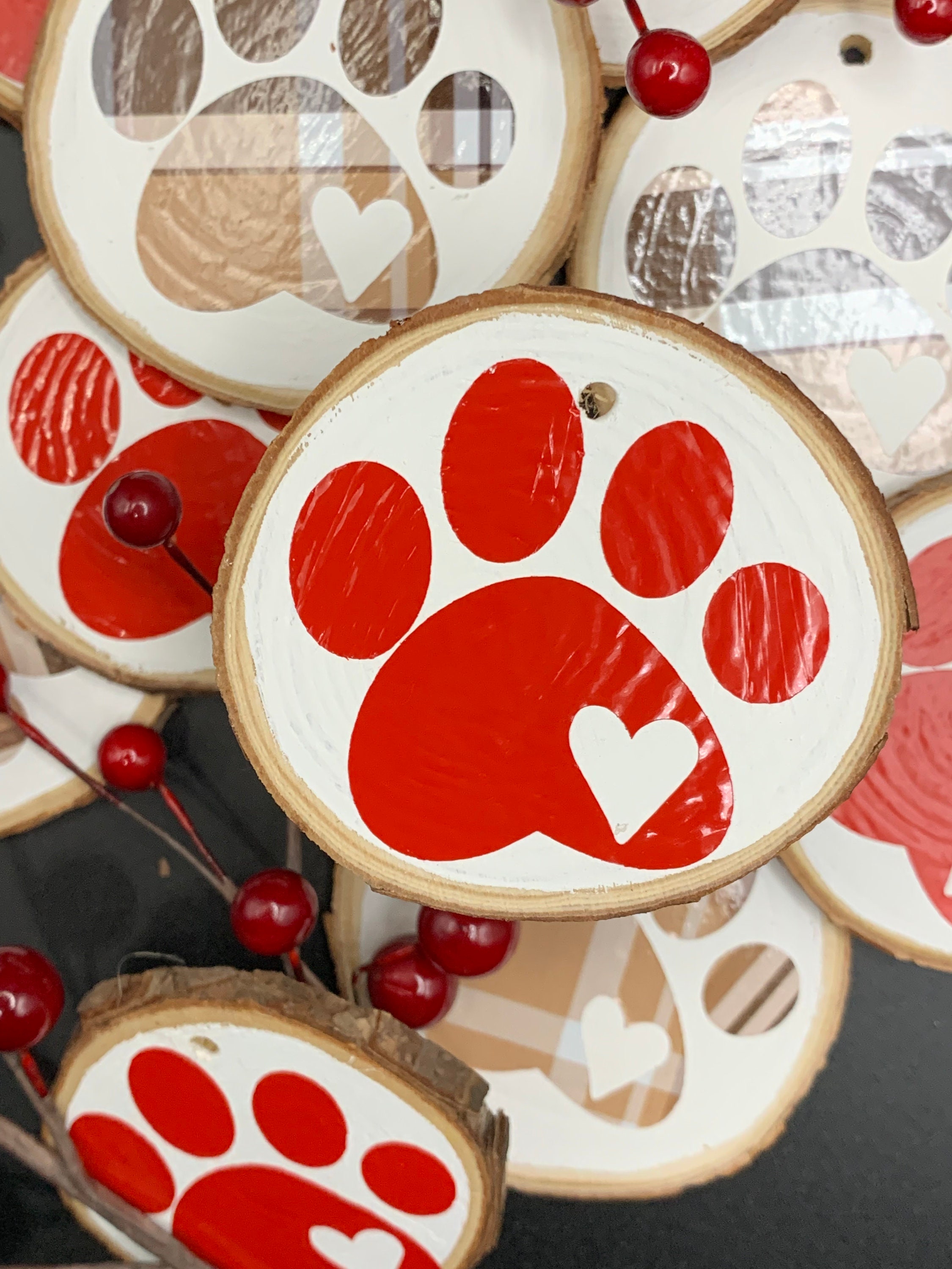 Paw Print Christmas Tree Ornament, Christmas Decor, Home Decor, Hand ...