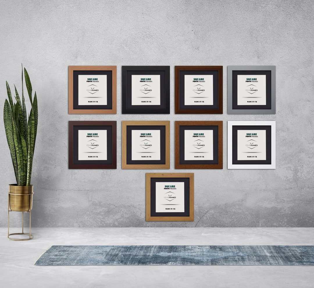 Handmade Square Size Photo Frames With Mount / Flat Wooden Effect ...