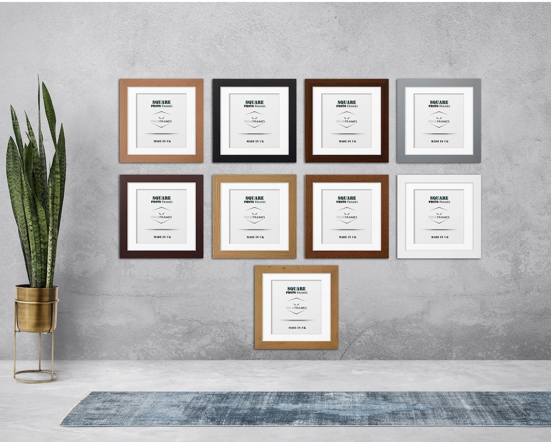 Handmade Square Size Photo Frames With Mount / Flat Wooden Effect ...