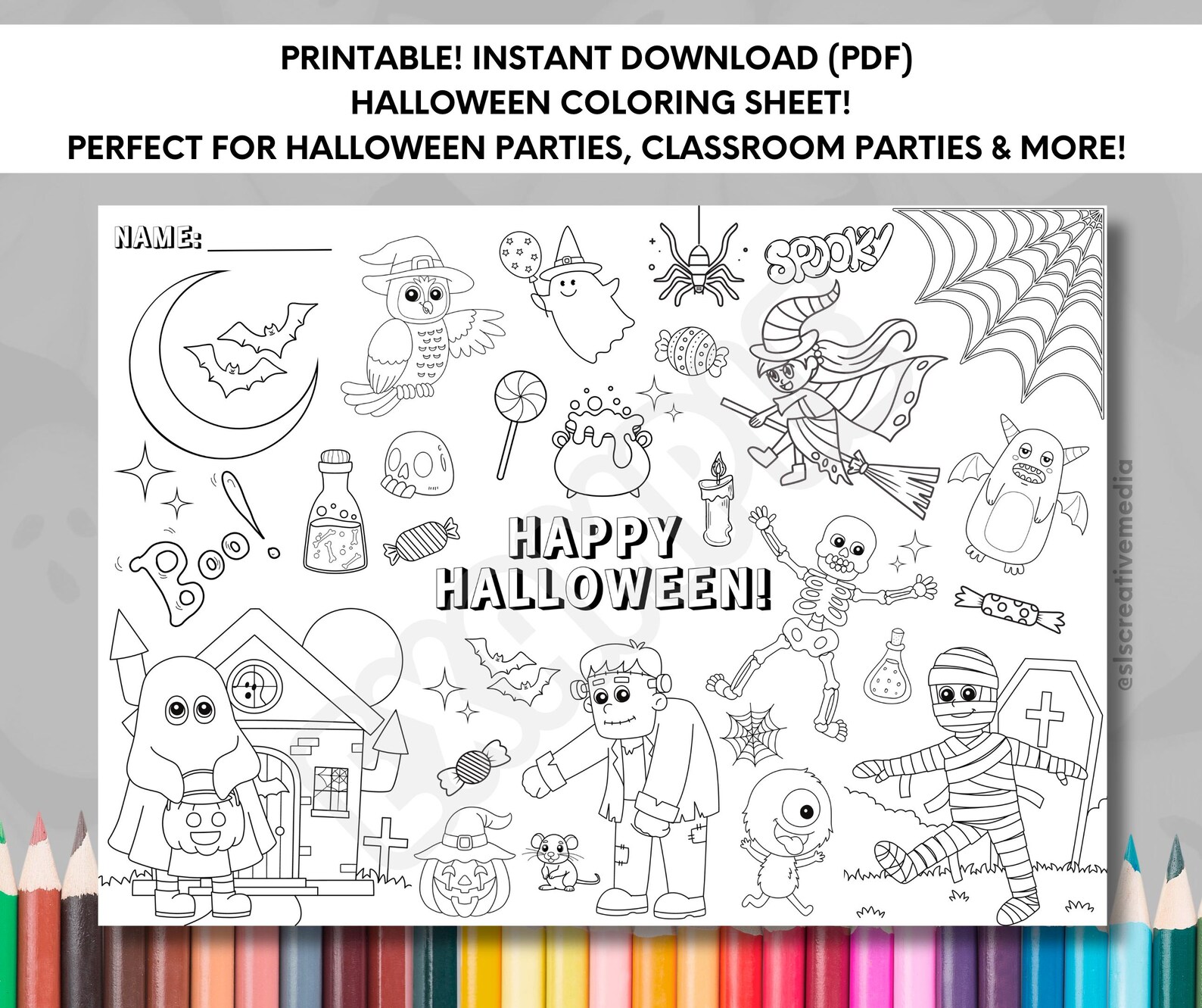 Halloween Coloring Sheet - Halloween Party Activity - Classroom ...