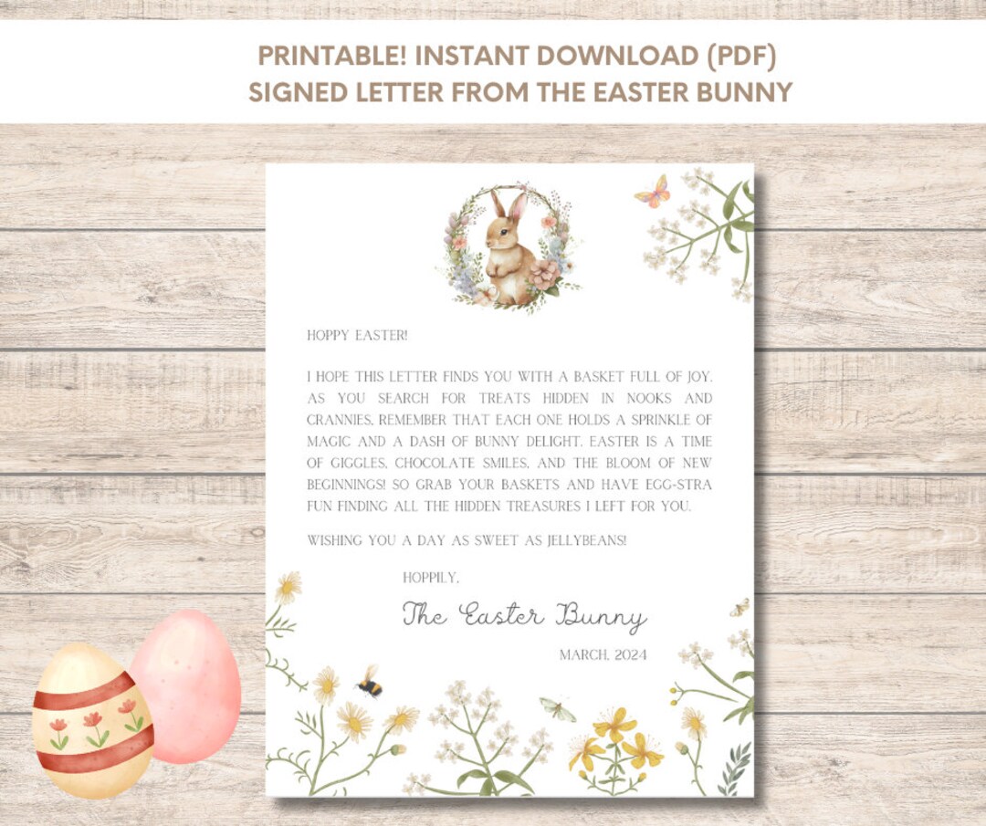 Easter Bunny Letter - Egg Hunt Activity - Fun Easter Keepsake for ...