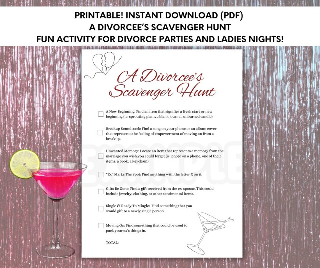 Divorce Party Game - Newly Single Printable Activity - Ladies Night ...