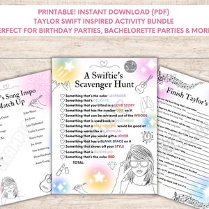Swiftie Party Games Bundle - Taylor Swift Inspired Activities ...