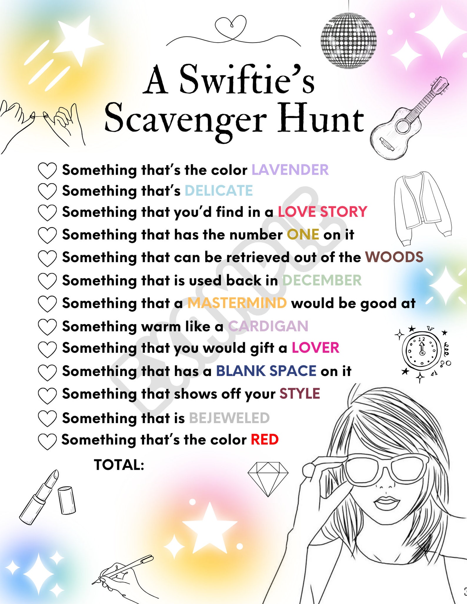 Swiftie Party Games Bundle - Taylor Swift Inspired Activities ...