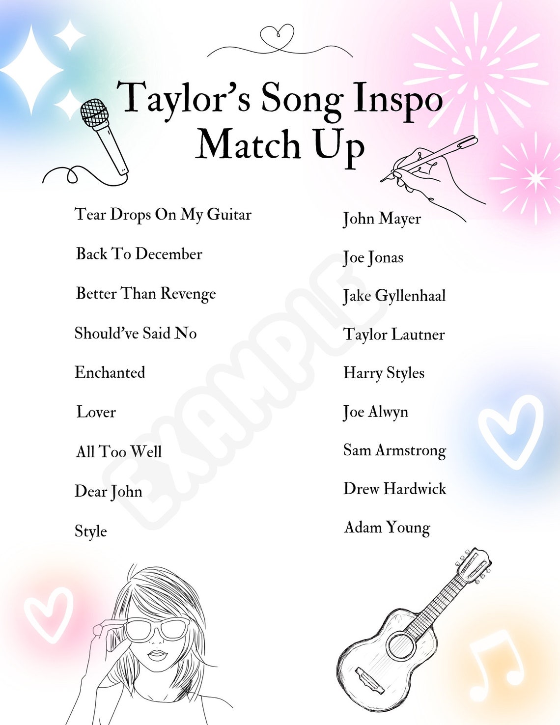 Swiftie Party Games Bundle - Taylor Swift Inspired Activities ...
