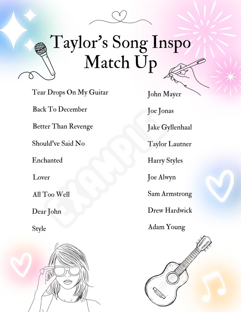 Swiftie Party Games Bundle - Taylor Swift Inspired Activities ...