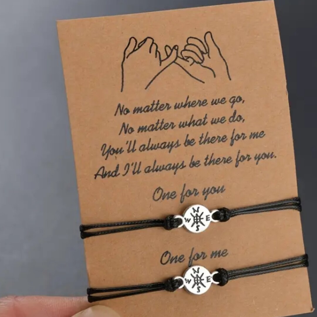 Compass Wish Bracelets, Friendship Bracelet, No Matter Where We Go ...