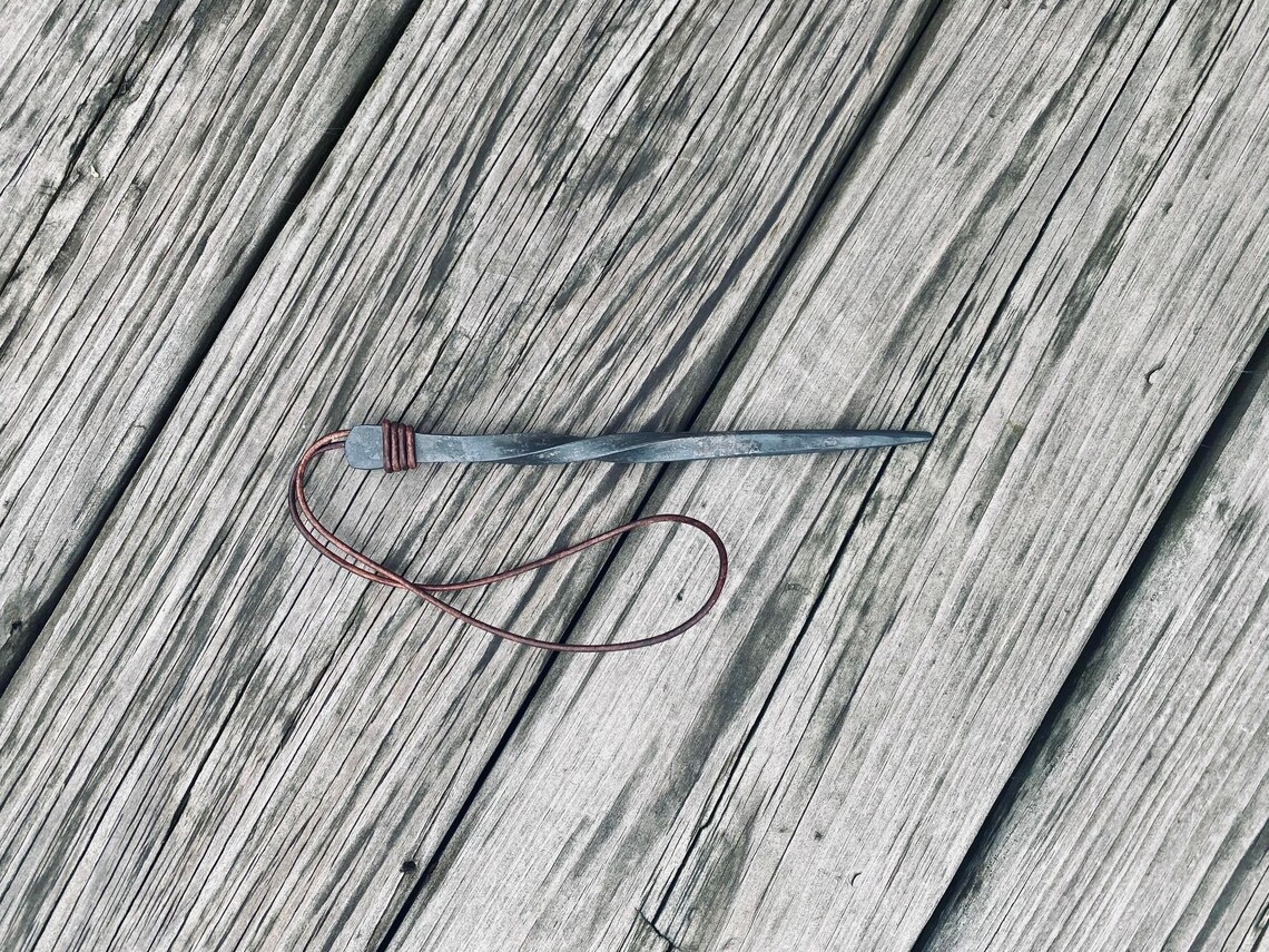 Marline Spike, Hand Forged, Fid, Heavy Duty, Leather Wrap, High Carbon ...