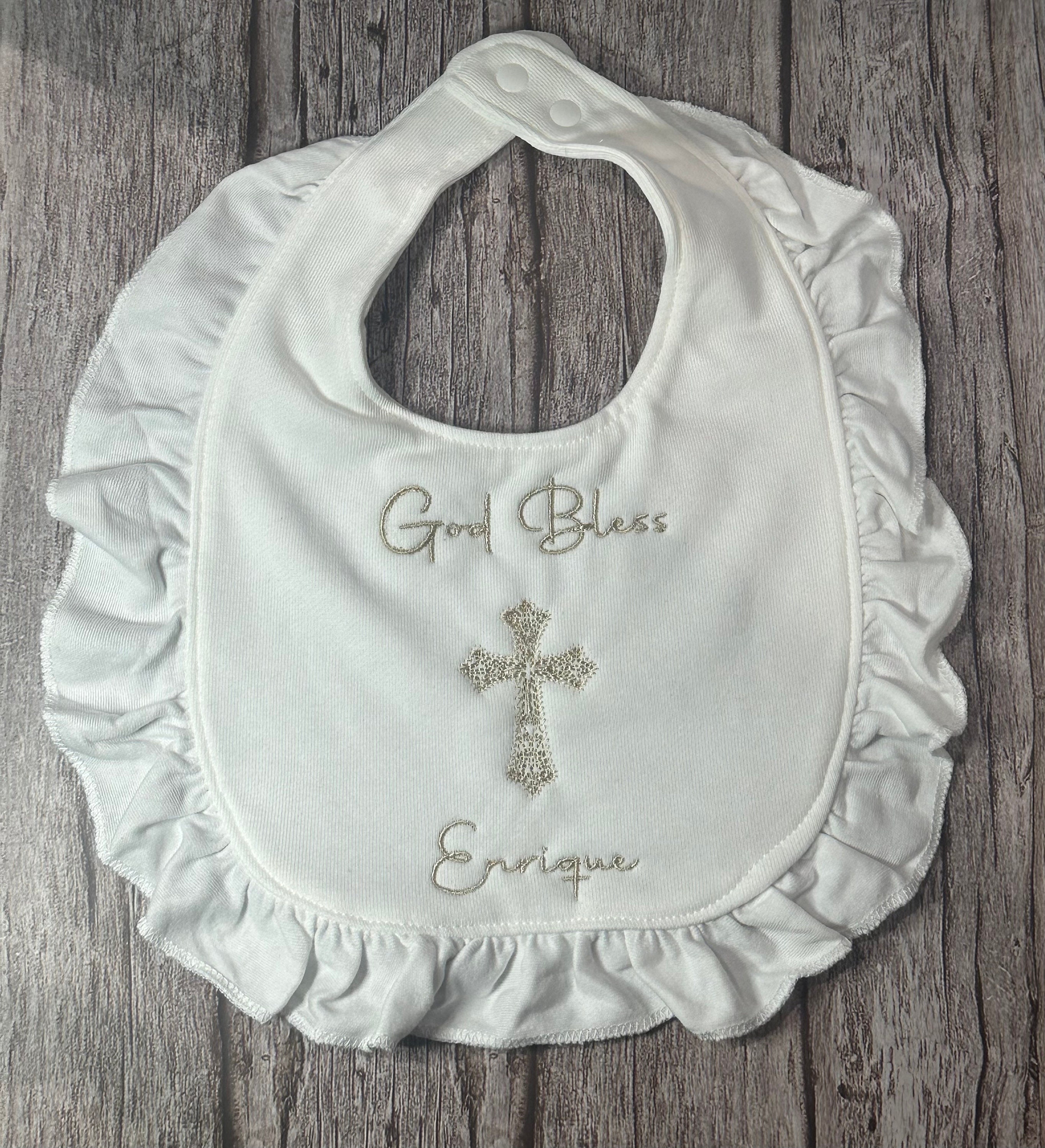 Personalized Baptism Baby Bib | Christening Bib | Gift | Embroidery ...