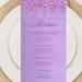 Editable Shades of Purple Menu Card Template, Purple and Silver Menu ...