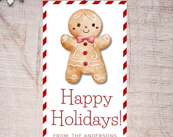 Gingerbread Man Christmas Gift Tags: Printable Holiday Treat Tag, Xmas ...