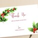 Editable Christmas Thank You Card, Thank You Note, Christmas Holly, Any ...